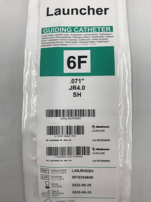 MEDTRONIC LA6JR40SH JR4.0 SH Launcher Guiding Catheter, 6F, .071 ...