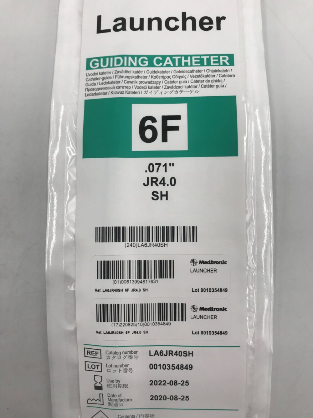 MEDTRONIC LA6JR40SH JR4.0 SH Launcher Guiding Catheter, 6F, .071 ...