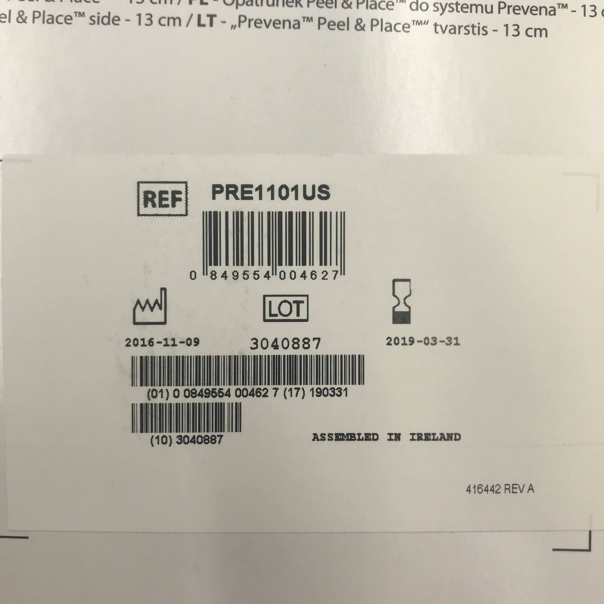 KCI PRE1101US Prevena Incision Management System, Peel & Place Dressing ...
