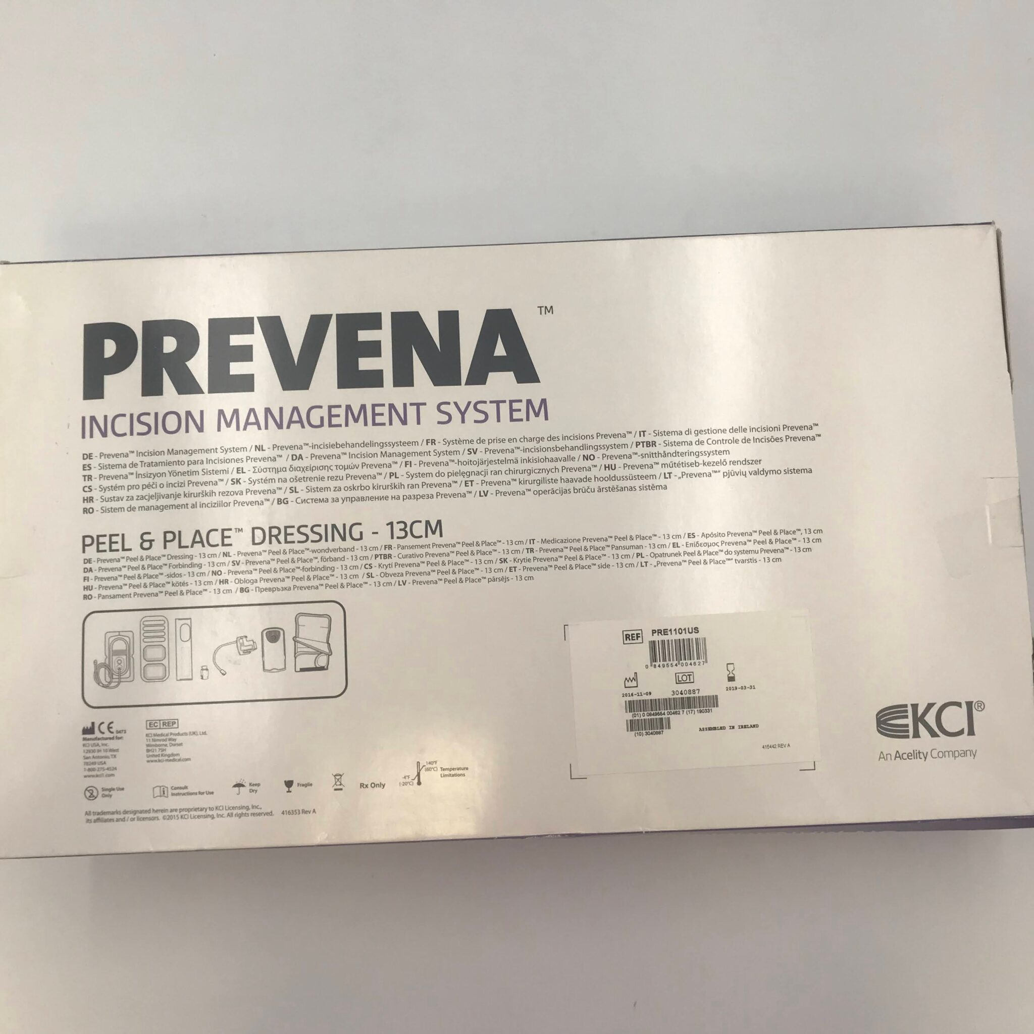 KCI PRE1101US Prevena Incision Management System, Peel & Place Dressing ...