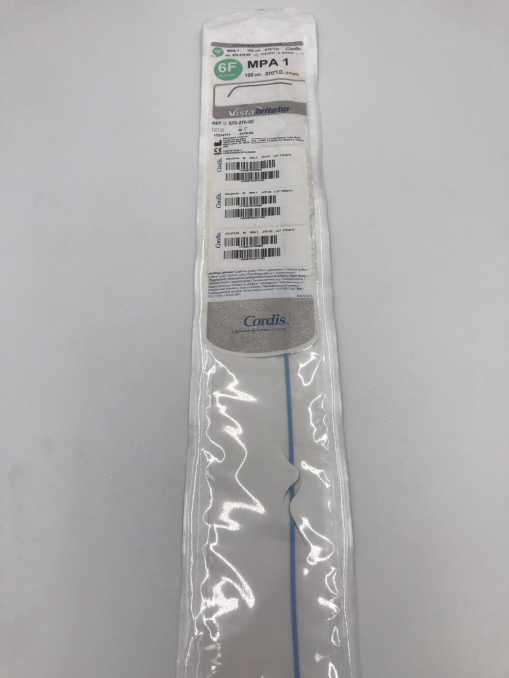CORDIS 670-270-00 Vista Britetip Guiding Catheter MPA 1, 6F (X) – GB ...