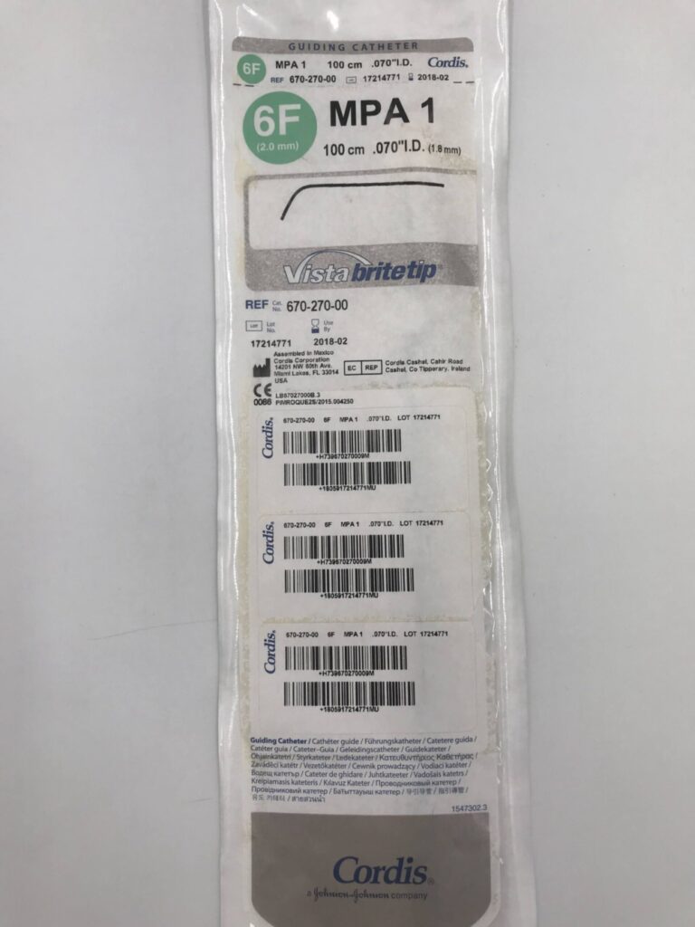 CORDIS 670-270-00 Vista Britetip Guiding Catheter MPA 1, 6F (X) – GB ...