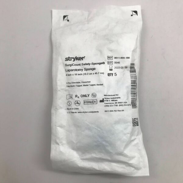 STRYKER 0611-004-180 SurgiCount Safety-Sponge Laparotomy Sponge 4in x ...