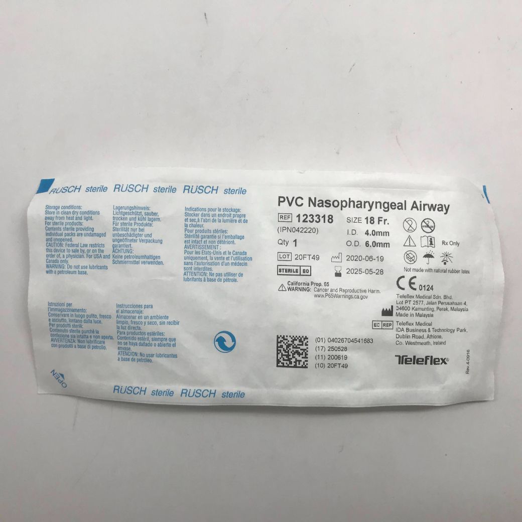 TELEFLEX 123318 Rusch PVC Nasopharyngeal Airway, 18Fr, 4.0mm I.D., 6 ...