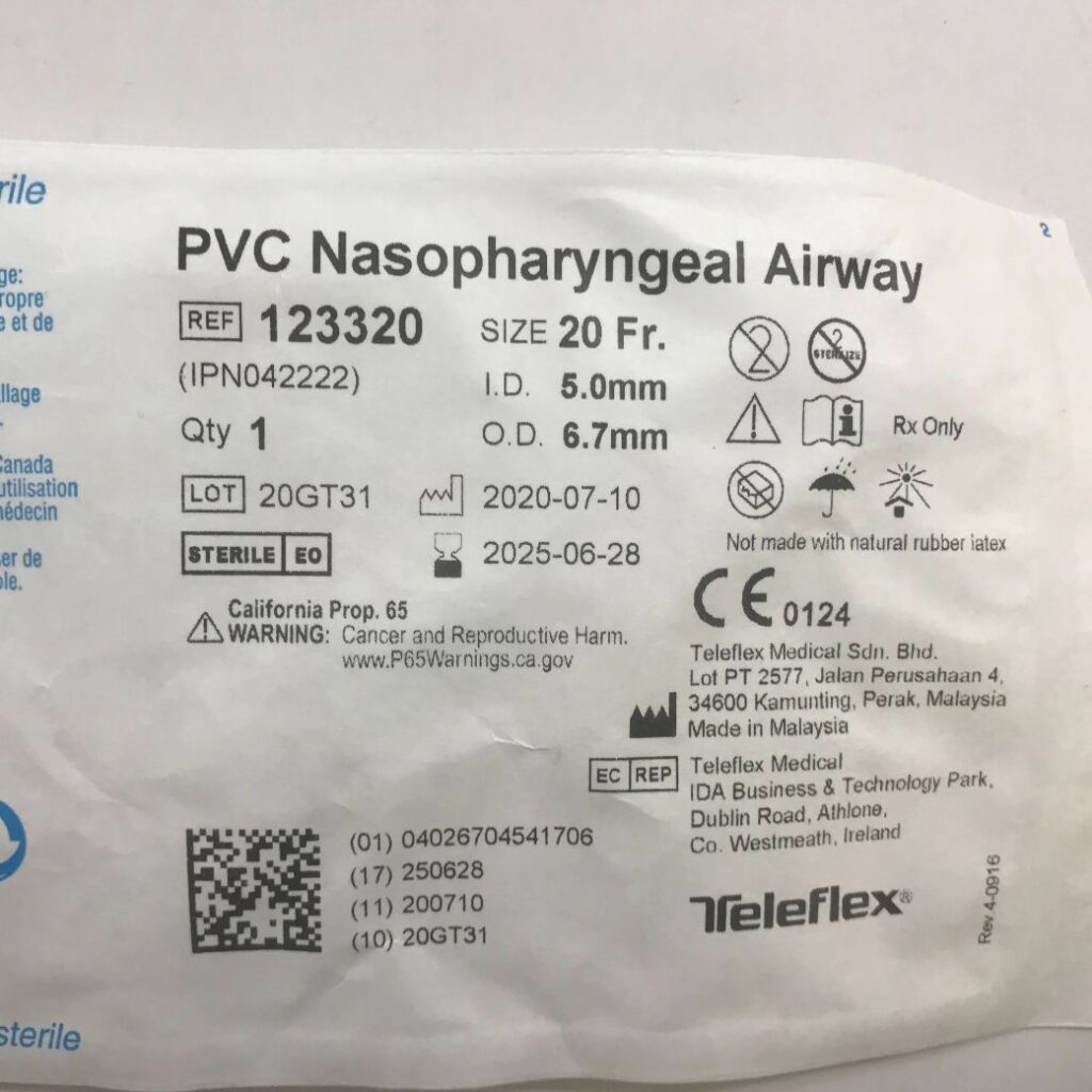 TELEFLEX 123320 Rusch PVC Nasopharyngeal Airway, 20Fr, 5.0mm I.D., 6 ...
