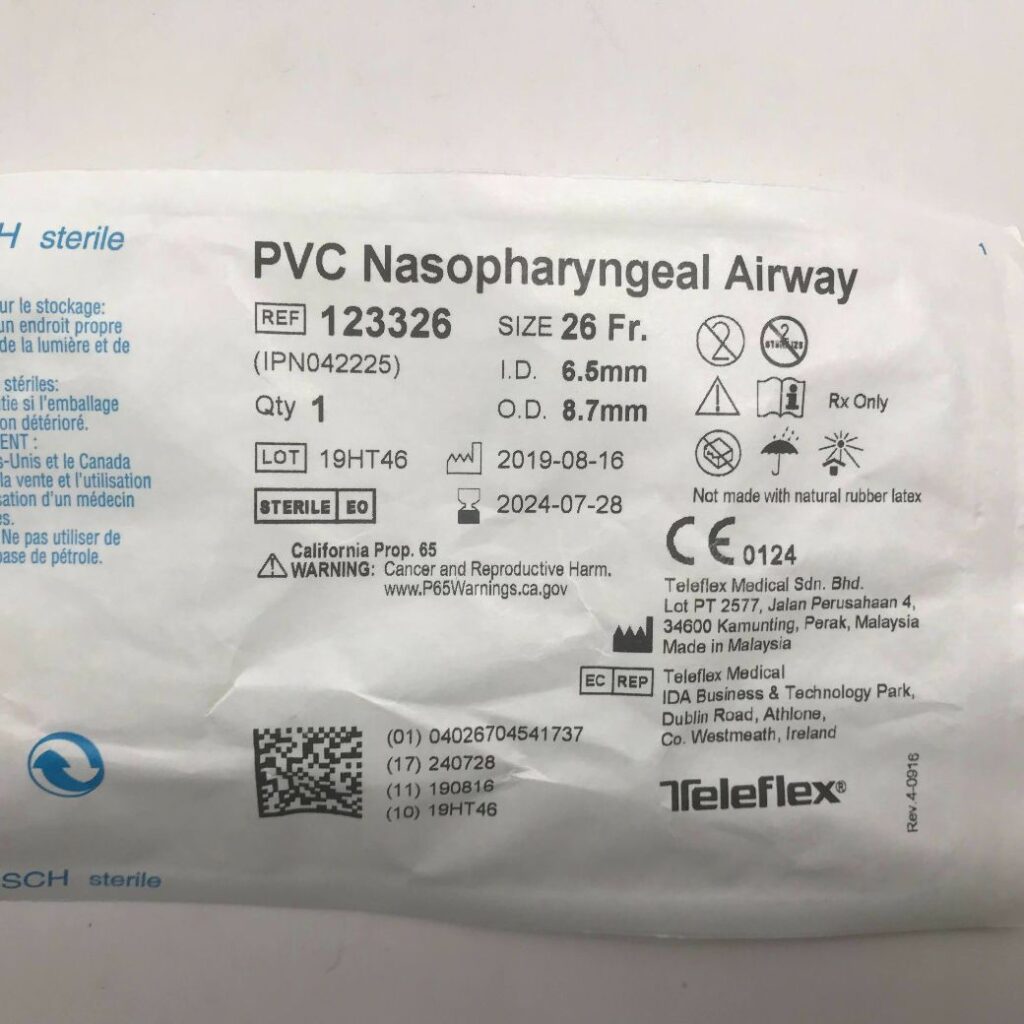 TELEFLEX 123326 Rusch PVC Nasopharyngeal Airway, 26Fr, 6.5mm I.D., 8 ...