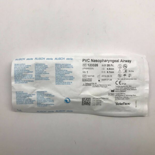 TELEFLEX 123326 Rusch PVC Nasopharyngeal Airway, 26Fr, 6.5mm I.D., 8 ...