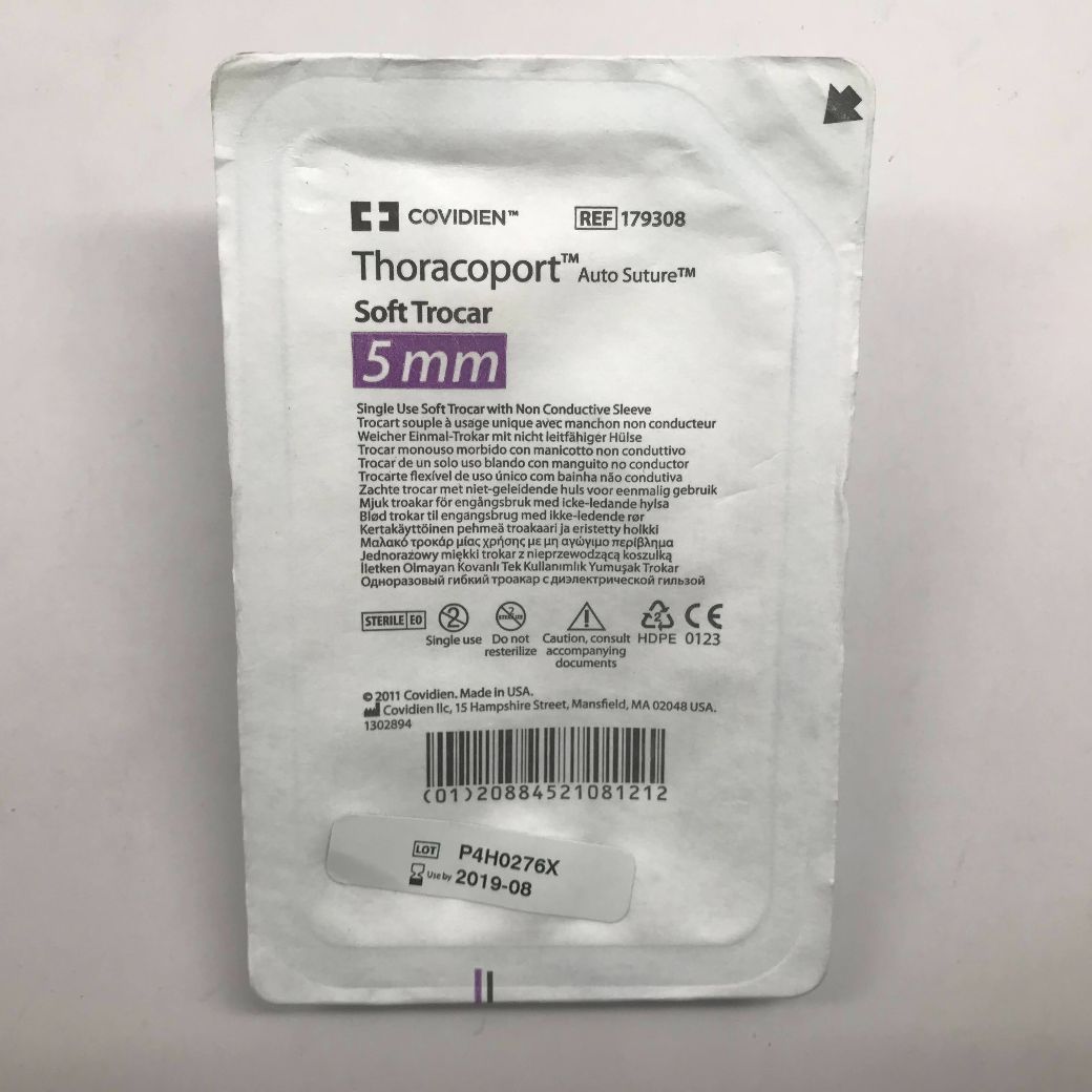 COVIDIEN 179308 Thoracoport Auto Suture Soft Trocar With Non Conductive ...