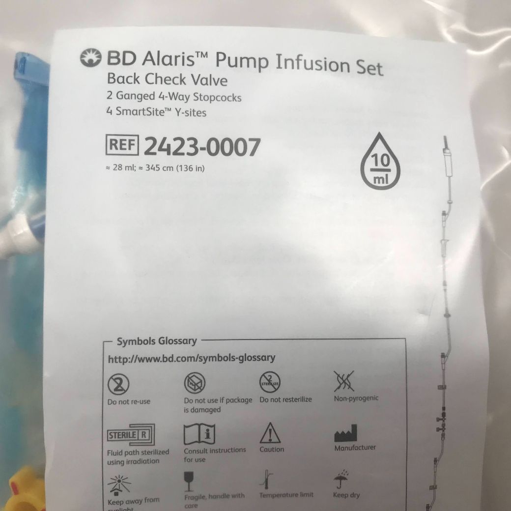 BD 2423-0007 Alaris Pump Infusion Set, Back Check Valve, 2 Ganged 4-Way ...