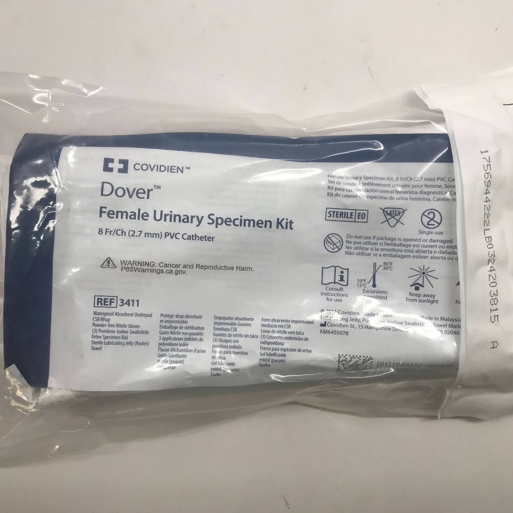 COVIDIEN 3411 Dover Female Urinary Specimen Kit, 8Fr/Ch PVC Catheter (X ...