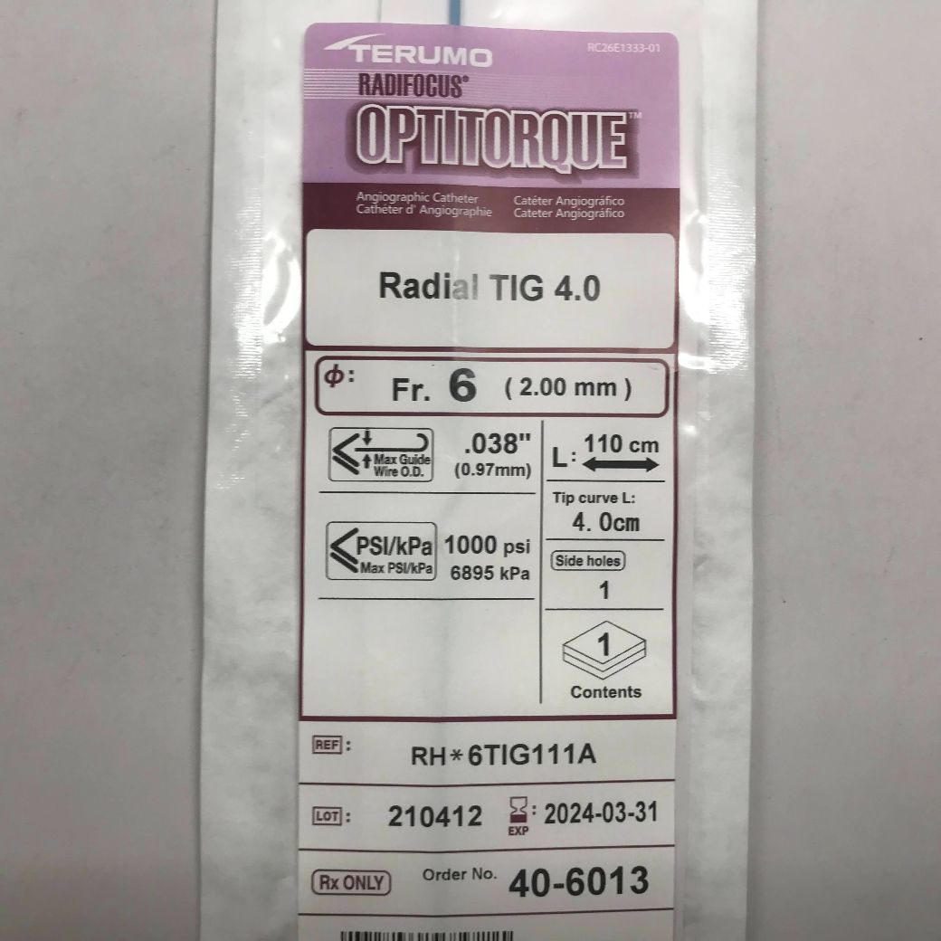 TERUMO 40-6013 Radifocus Optitorque Angiographic Catheter, Radial TIG 4 ...