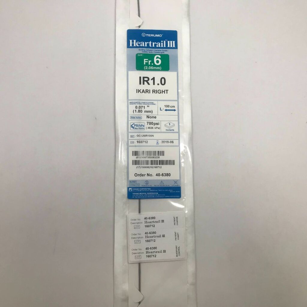 TERUMO 40-6380 IR1.0 Ikari Right Heartrail III Guiding Catheter, 6Fr ...