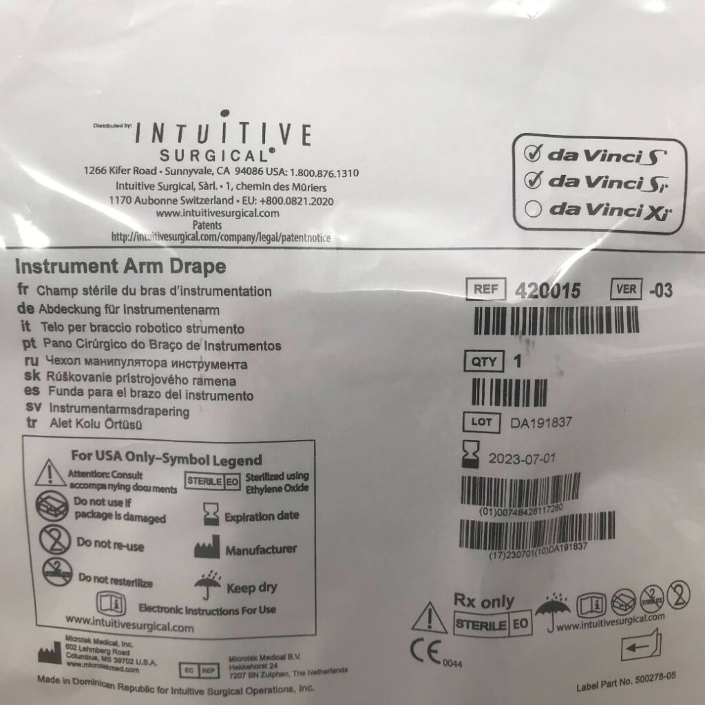 MICROTEK MEDICAL 420015 Intuitive Surgical Instrument Arm Drape – GB ...