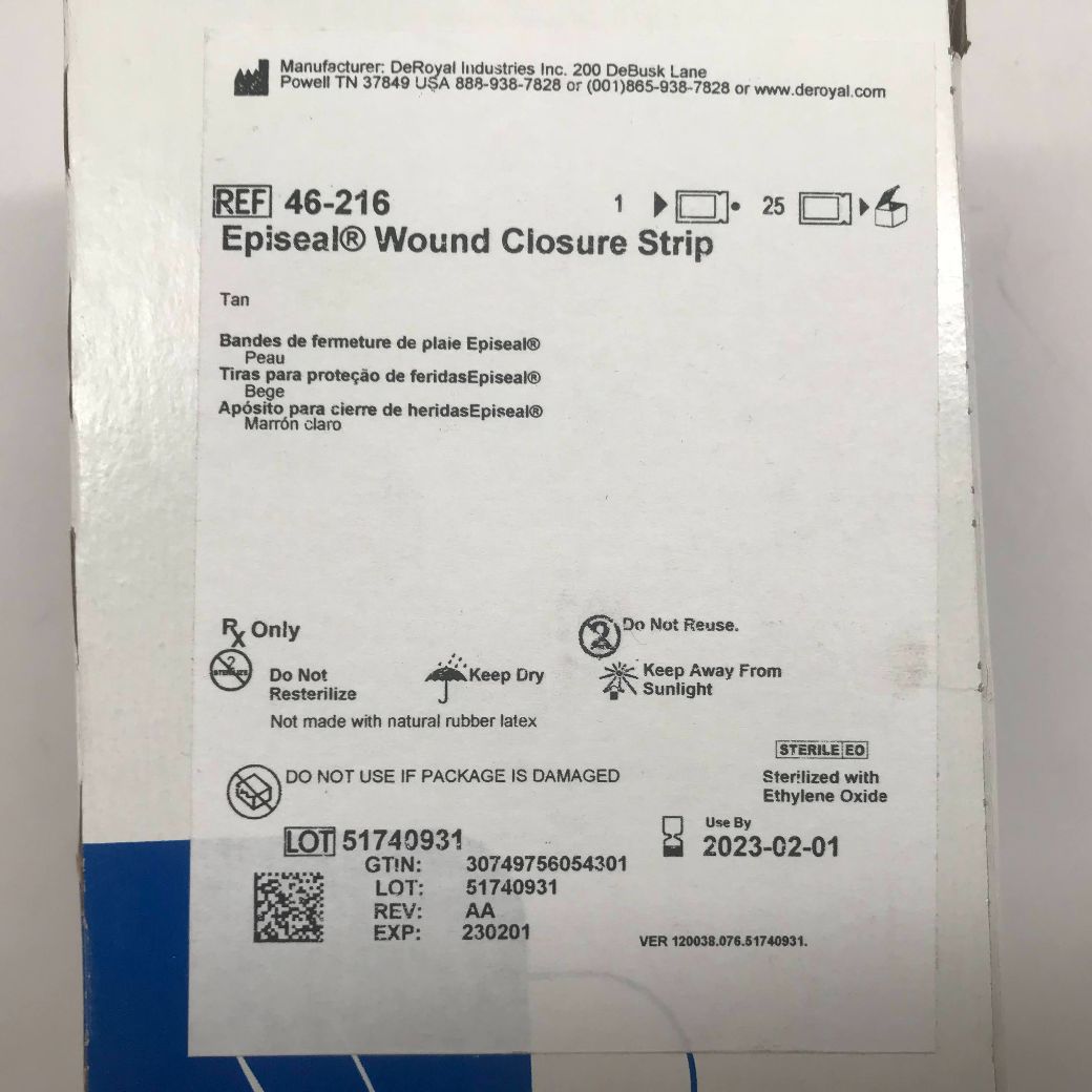 DEROYAL 46-216 Episeal Wound Closure Strip (25/Box) - GB TECH USA
