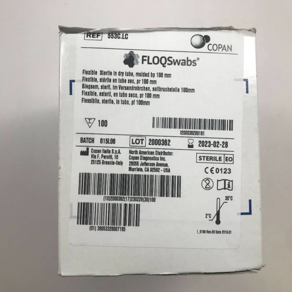 COPAN 553C.LC Flexible Sterile In Dry Tube, Molded BP 100mm FLOQSwabs ...