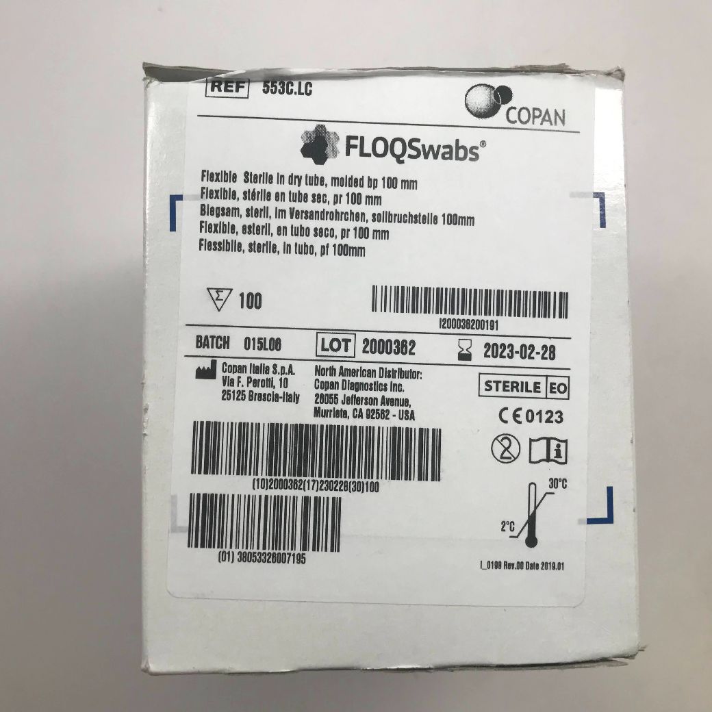 COPAN 553C.LC Flexible Sterile In Dry Tube, Molded BP 100mm FLOQSwabs ...
