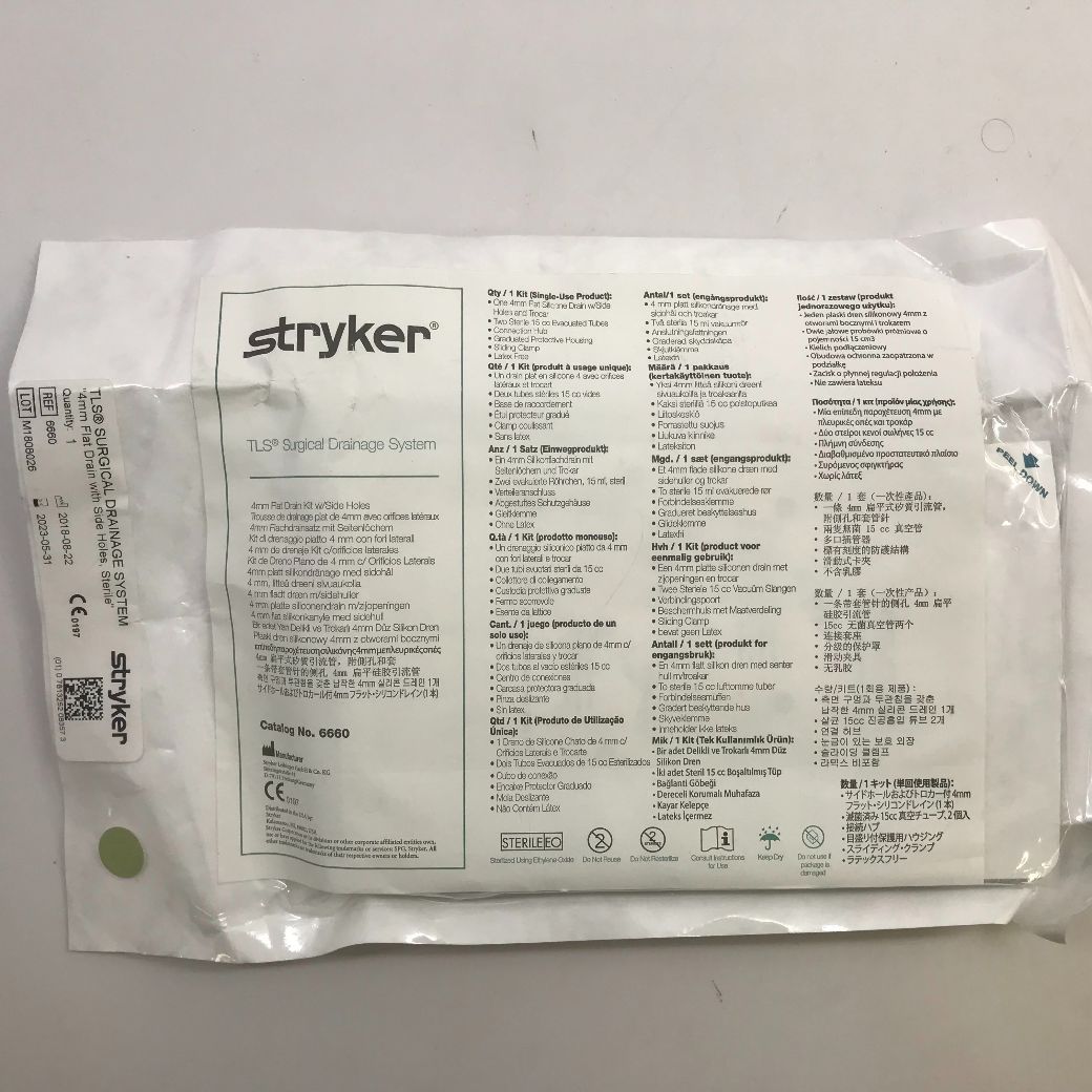 STRYKER 6660 TLS Surgical Drainage System, 4mm Flat Drain With Side ...