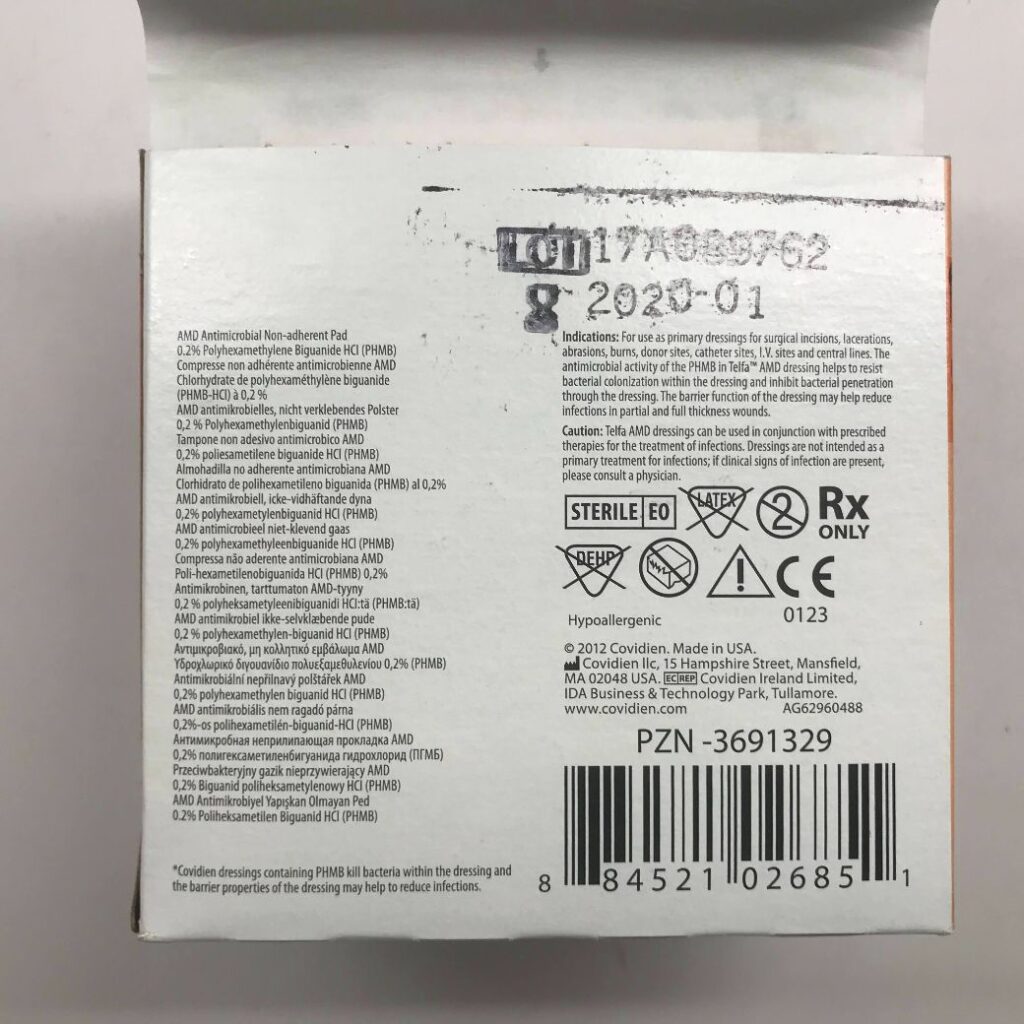 COVIDIEN 7662 Telfa AMD Antimicrobial Non-Adherent Pad, 0.2% ...
