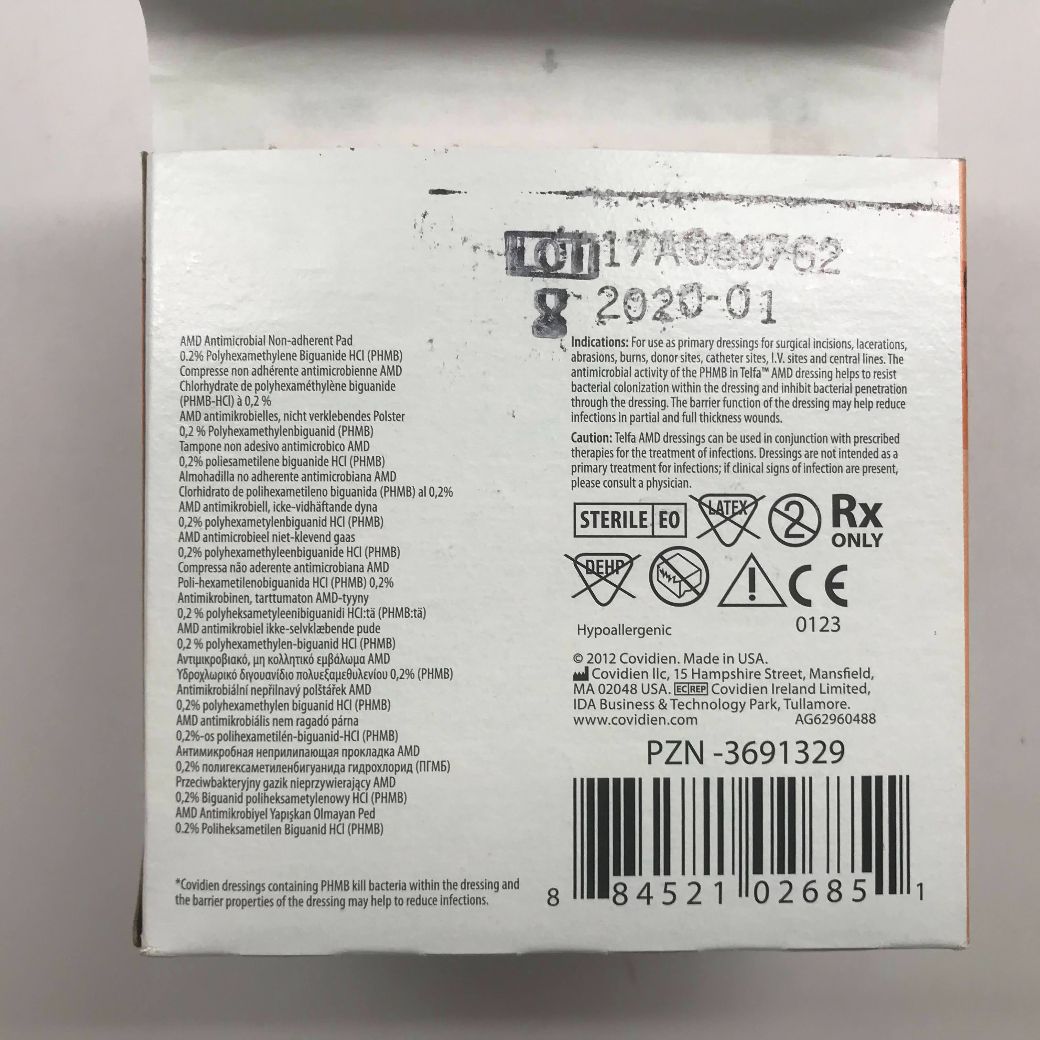 COVIDIEN 7662 Telfa AMD Antimicrobial Non-Adherent Pad, 0.2% ...
