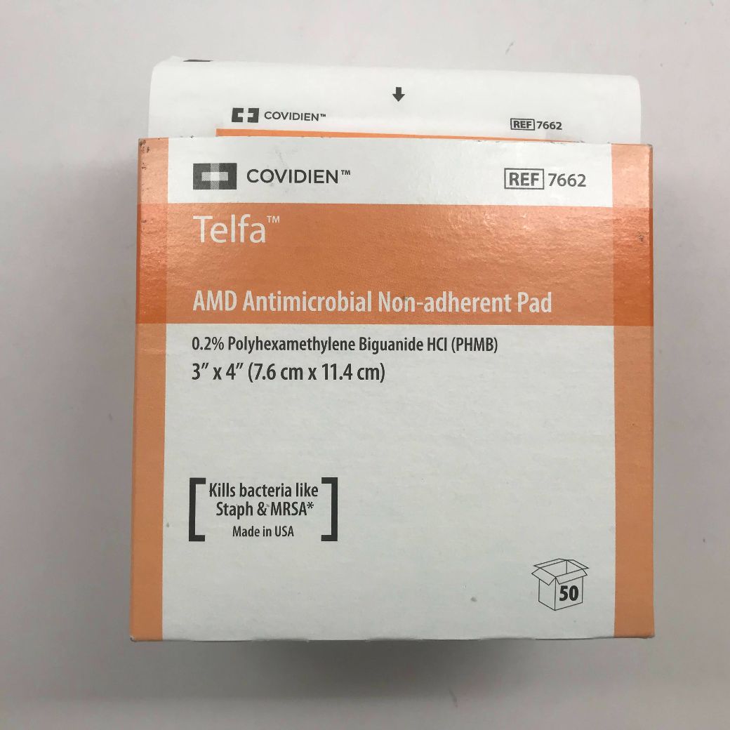COVIDIEN 7662 Telfa AMD Antimicrobial Non-Adherent Pad, 0.2% ...