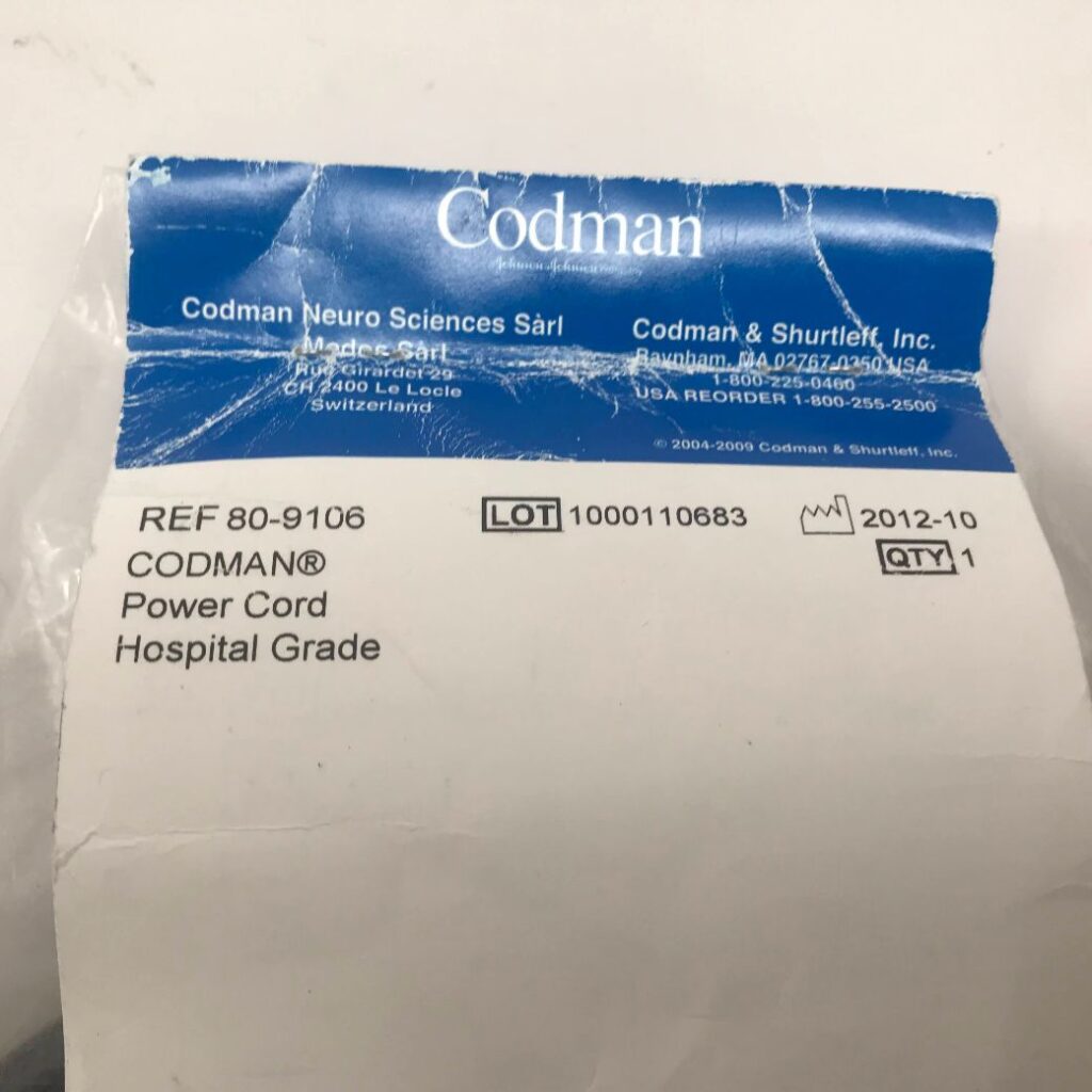 CODMAN 80-9106 Power Cord Hospital Grade - GB TECH USA