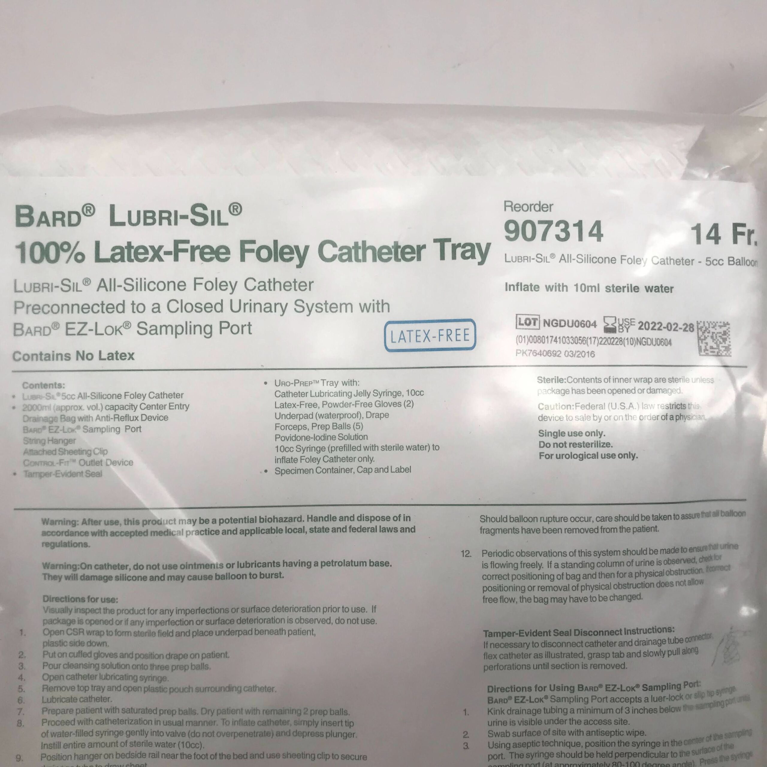 BARD 907314 Lubri-Sil 100% Latex-Free Catheter Tray, 14Fr (X) – GB TECH USA