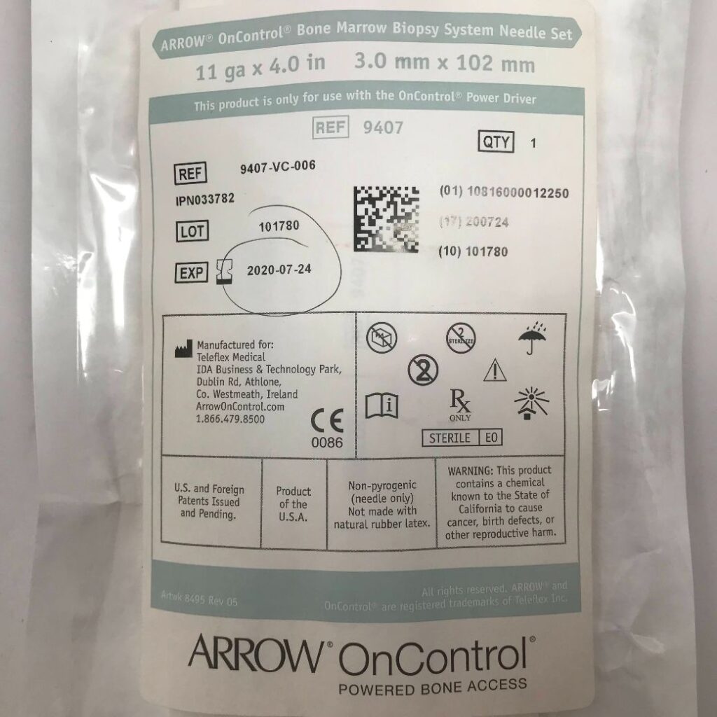 TELEFLEX 9407 Arrow OnControl Bone Marrow Biopsy System Needle Set ...