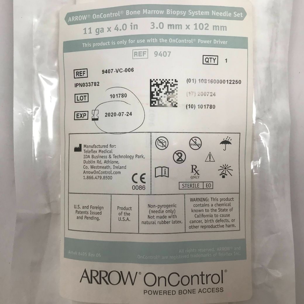 TELEFLEX 9407 Arrow OnControl Bone Marrow Biopsy System Needle Set ...