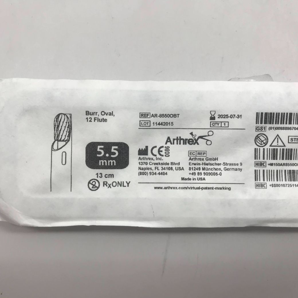 ARTHREX AR-8550OBT Burr, Oval, 12 Flute, 5.5mm 13cm - GB TECH USA