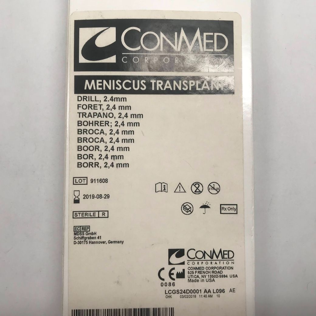 CONMED C-GS24D Meniscus Transplant, Drill, 2.4mm (X) - GB TECH USA