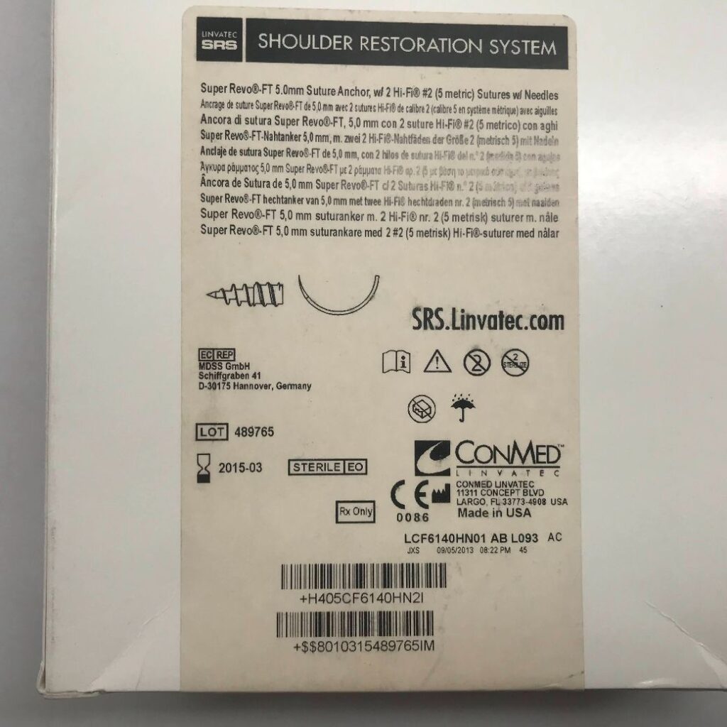 CONMED CF6140HN Super Revo-FT Shoulder Restoration System. 5.0mm Suture ...