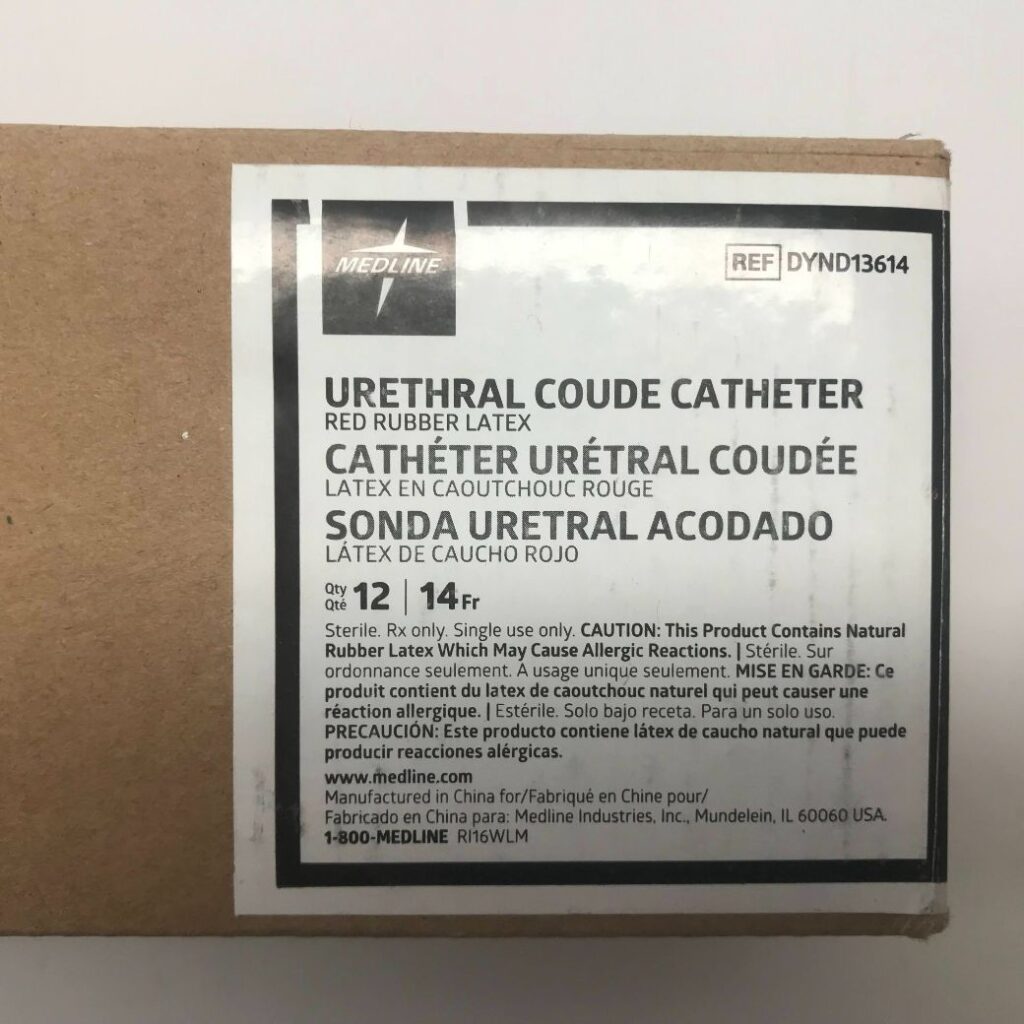 MEDLINE DYND13614 Urethral Coude Catheter, Red Rubber Latex, 14Fr (12 ...