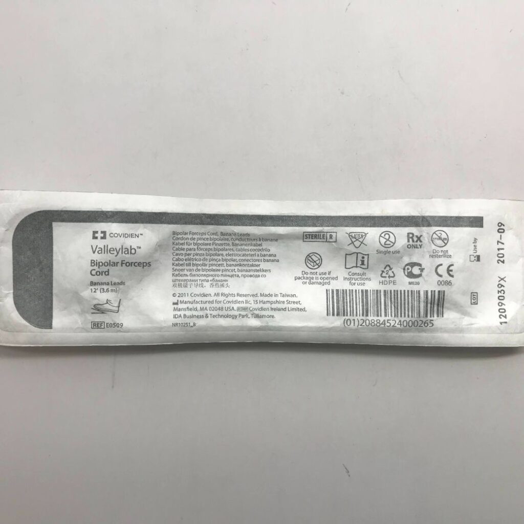 COVIDIEN E0509 Valleylab Bipolar Forceps Cord, Banana Leads, 12' (X ...
