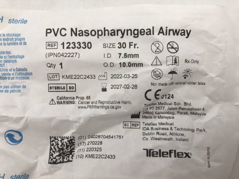 TELEFLEX 123330 Rusch PVC Nasopharyngeal Airway, 30Fr - GB TECH USA