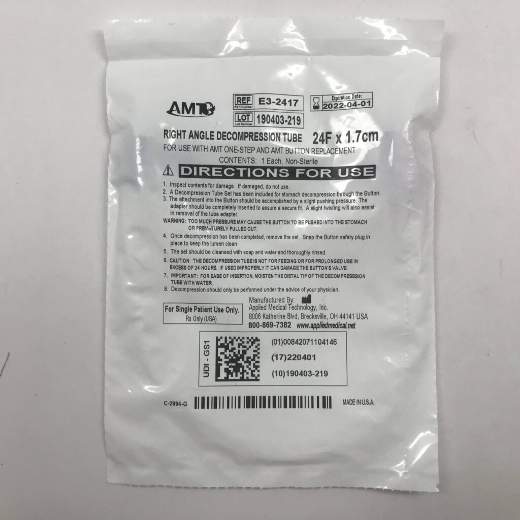 AMT E3-2417 Right Angle Decompression Tube, 24F x 1.7cm - GB TECH USA
