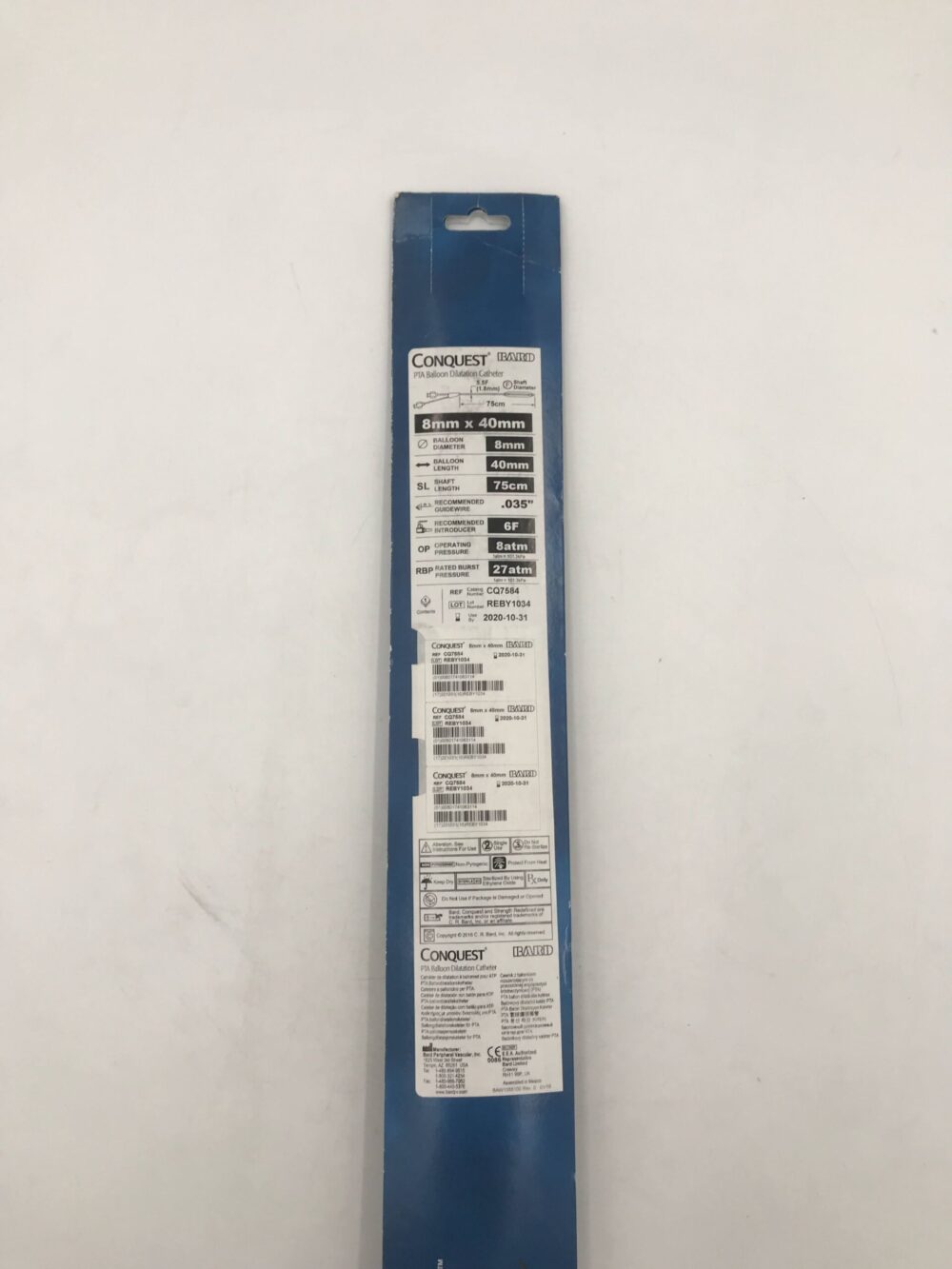 BARD CQ7584 Conquest PTA Balloon Dilatation Catheter, 8mm x 40mm, 5.5F ...