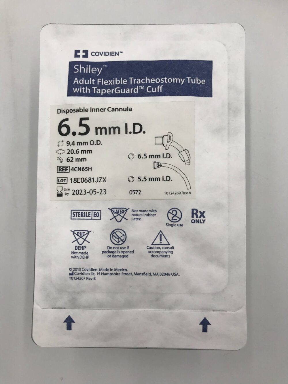 COVIDIEN 4CN65H Shiley Adult Flexible Tracheostomy Tube w/TaperGuard ...