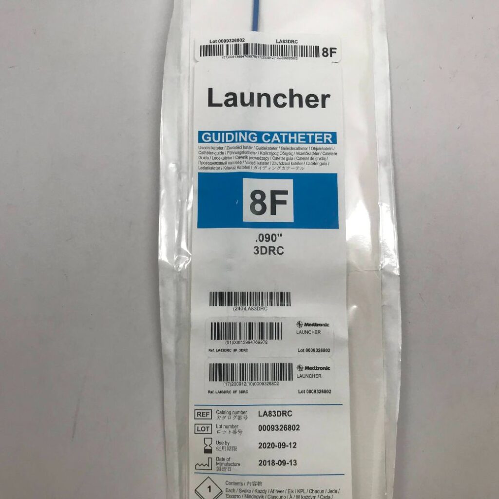 MEDTRONIC LA83DRC Launcher Guiding Catheter, 8F, .090", 3DRC, 100cm (X ...