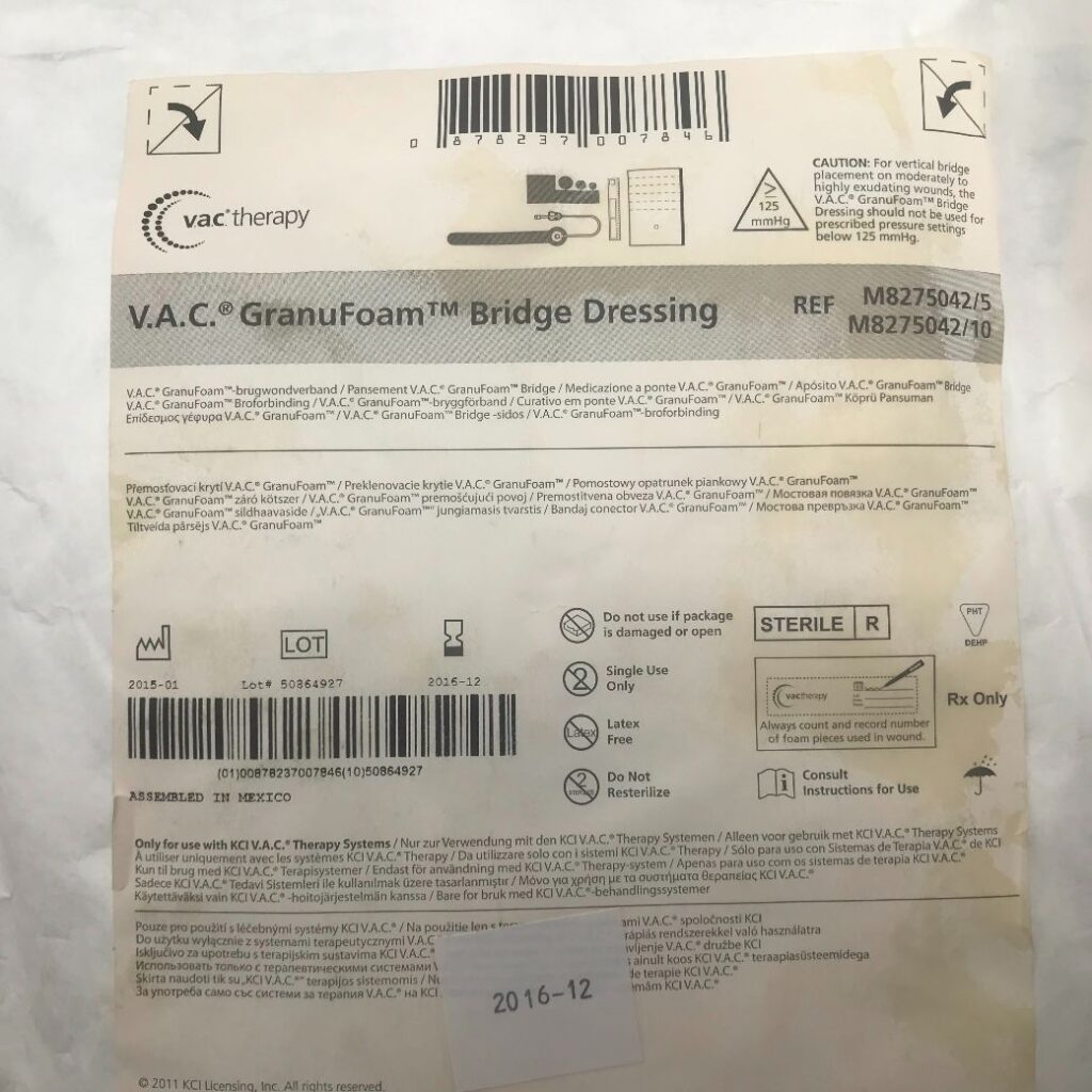 KCI M8275042/5 V.A.C. GranuFoam Bridge Dressing (X) - GB TECH USA