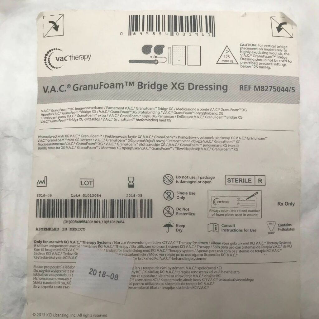KCI M8275044/5 V.A.C. GranuFoam Bridge XG Dressing (X) - GB TECH USA