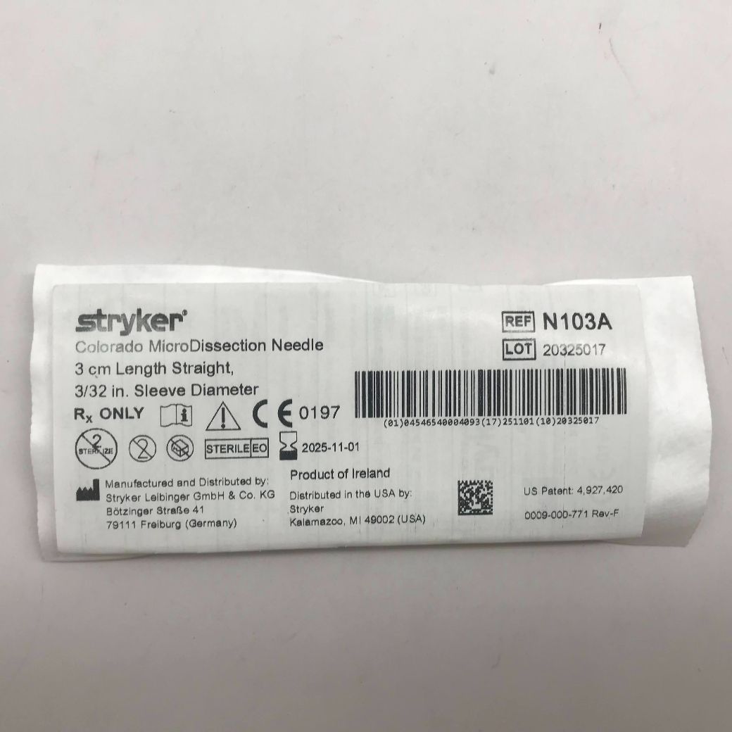 STRYKER N103A Colorado MicroDissection Needle, 3cm Length Straight, 3 ...