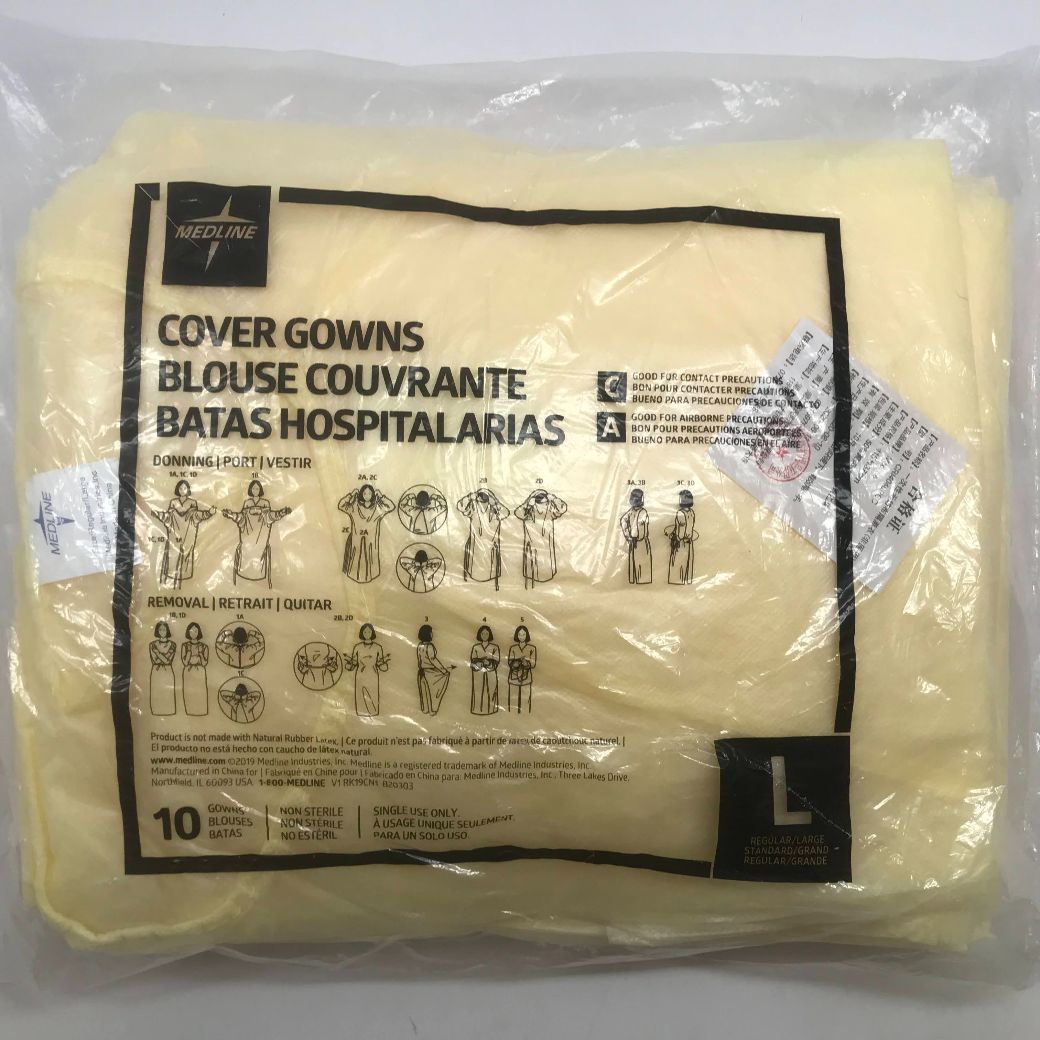 MEDLINE NONLV240 Cover Gowns, L (Large) (Pack Of 10) - GB TECH USA