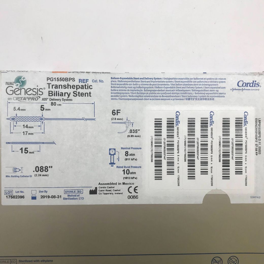 CORDIS PG1550BPS Palmaz Genesis Transhepatic Biliary Stent, Balloon ...