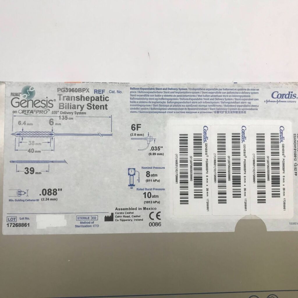 CORDIS PG3960BPX Palmaz Genesis Transhepatic Biliary Stent, Balloon ...