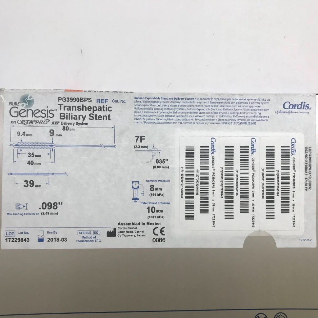 CORDIS PG3990BPS Palmaz Genesis Transhepatic Biliary Stent, Balloon ...