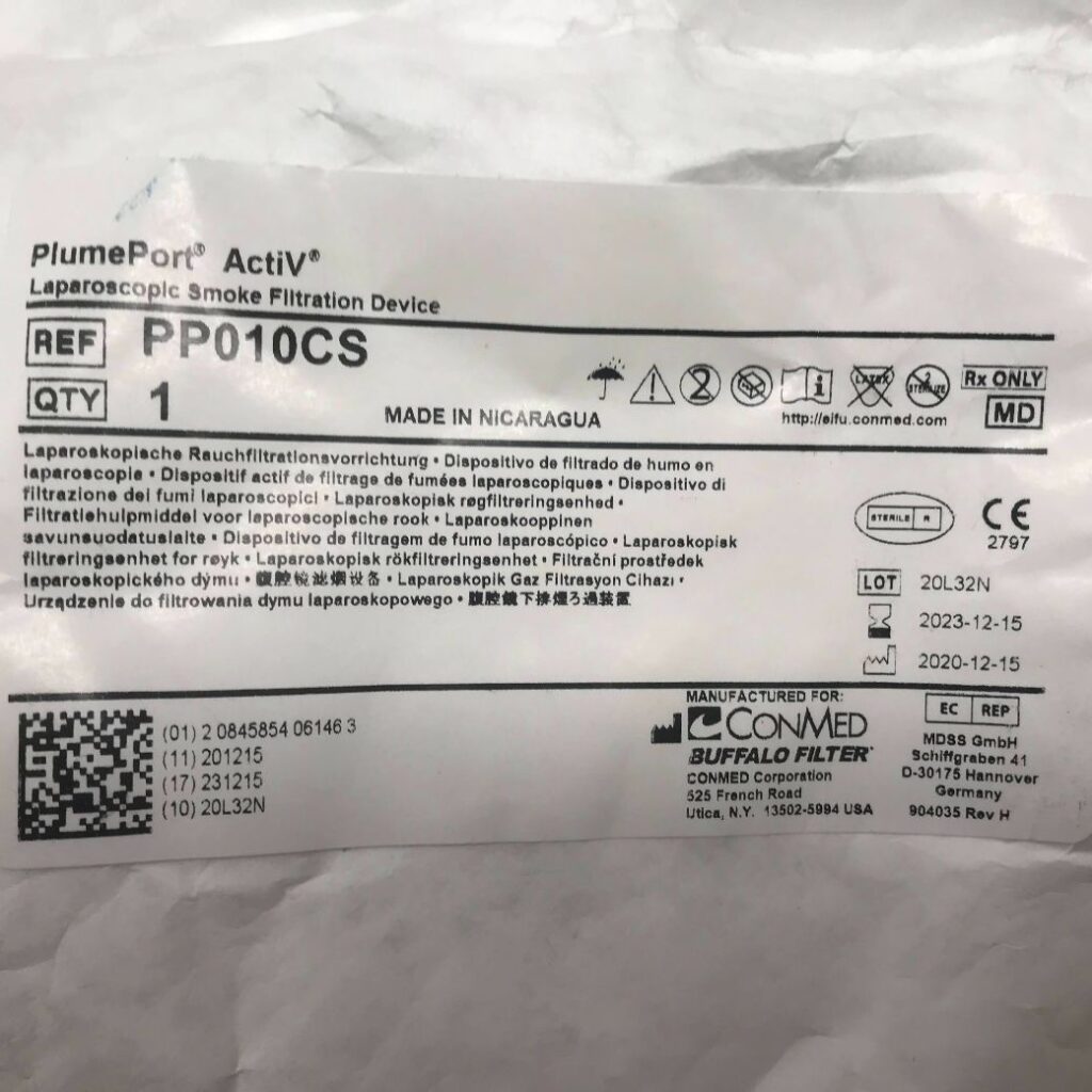 CONMED PP010CS PlumePort ActiV Laparascopic Smoke Filtration Device ...