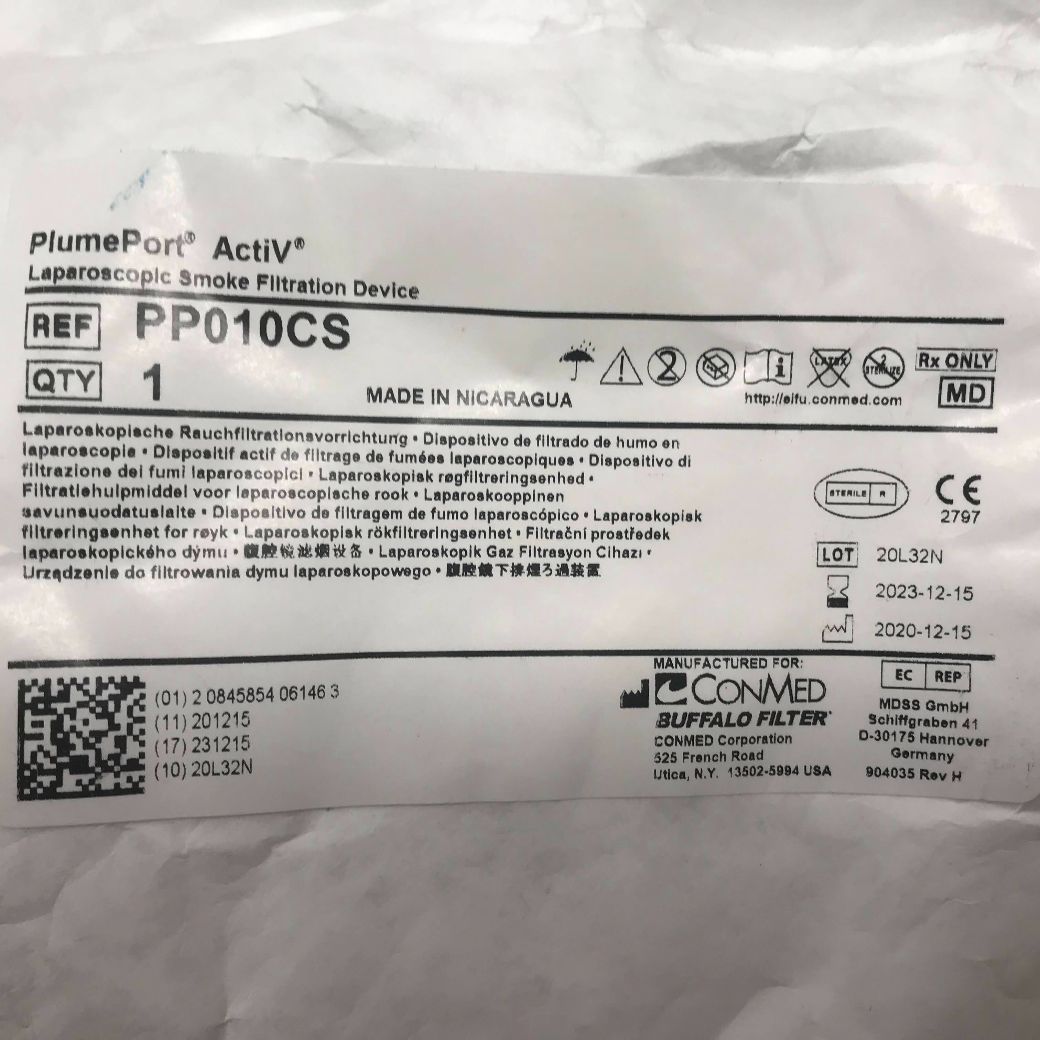 CONMED PP010CS PlumePort ActiV Laparascopic Smoke Filtration Device ...