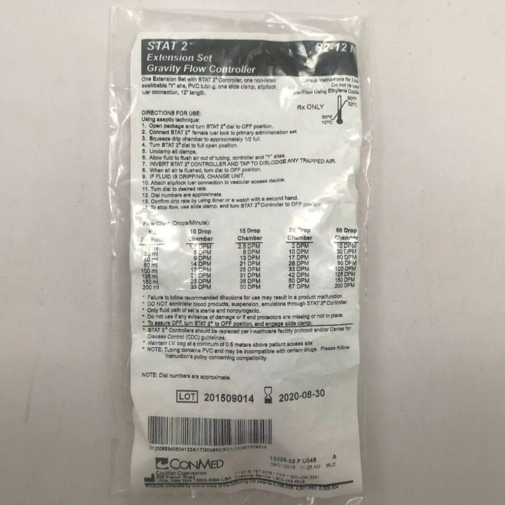 CONMED S2-12N Stat 2 Extension Set, Gravity Flow Controller (X) - GB ...