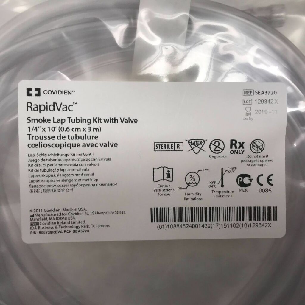 COVIDIEN SEA3720 RapidVac Smoke Lap Tubing Kit With Valve, 1/4″ x 10 ...