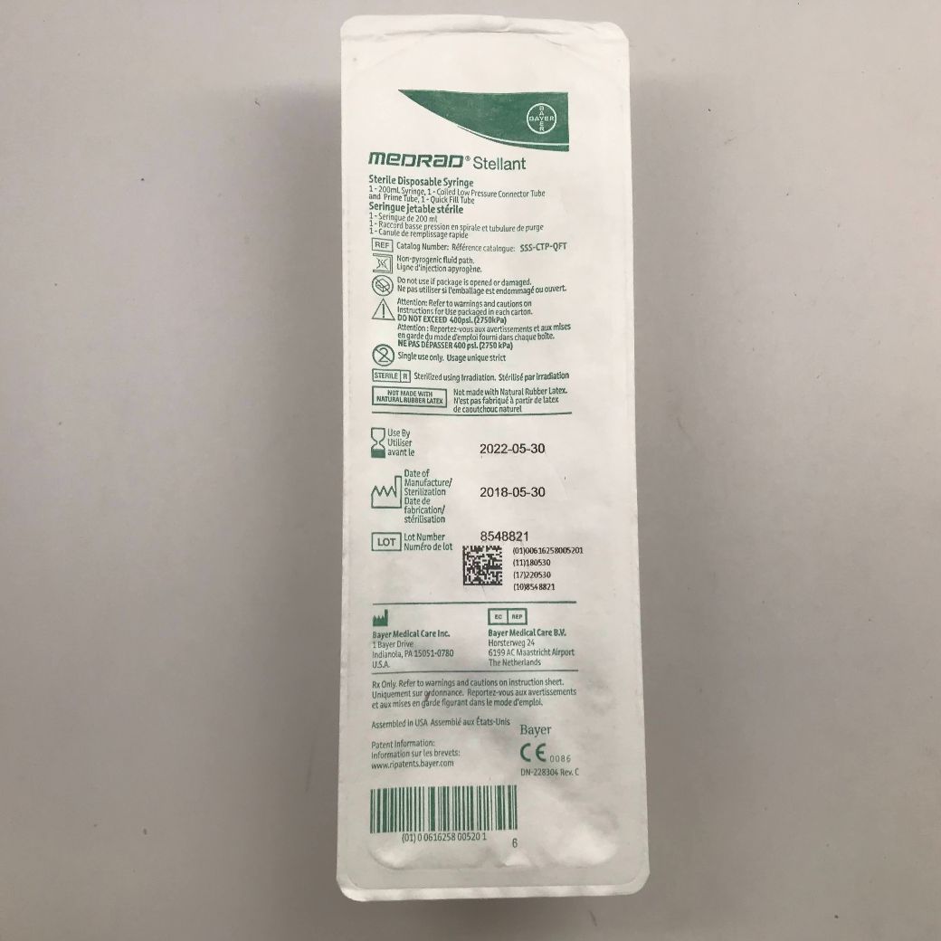 BAYER SSS-CTP-QFT MEDRAD Stellant Sterile Disposable Syringe 200mL (X ...